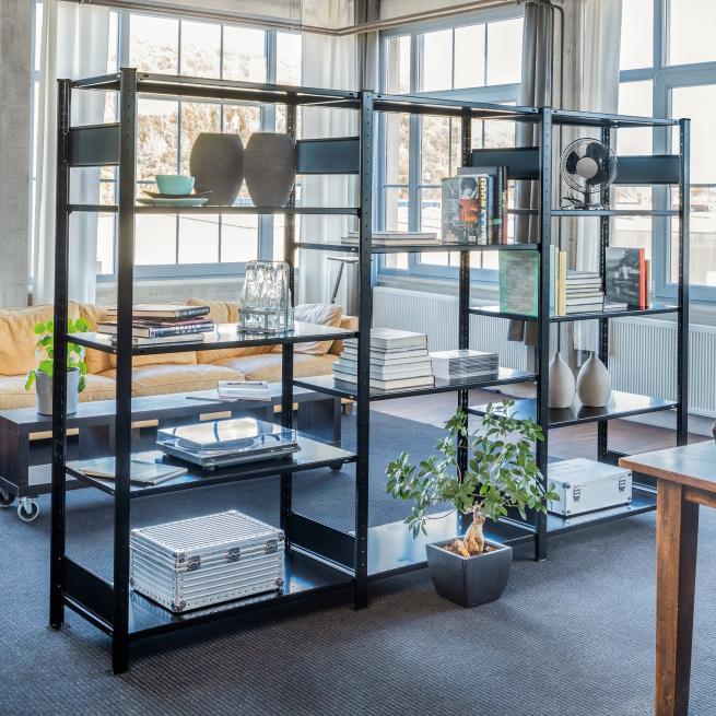 Raumteiler-Komplett-Set, schwarz