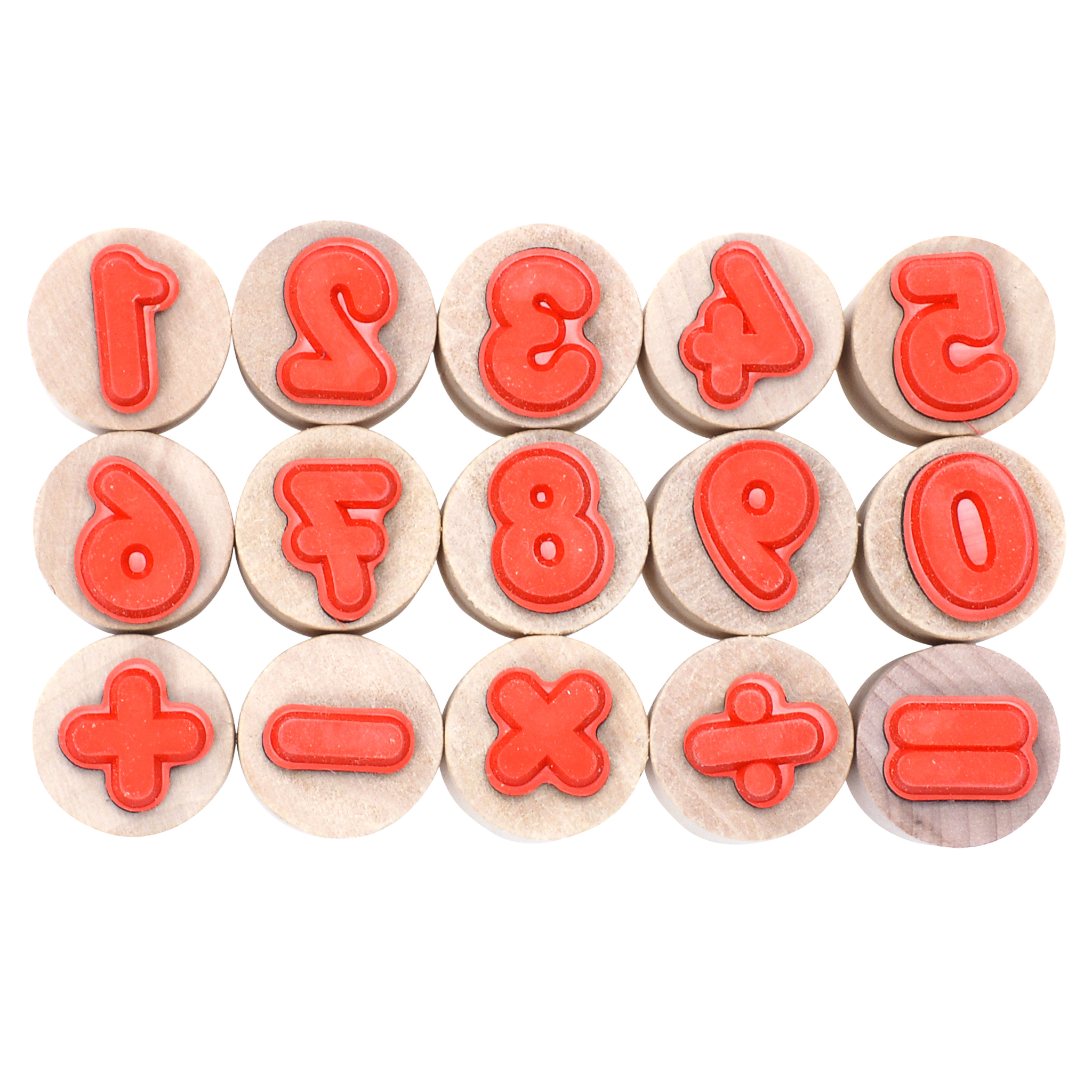 Holzstempel Ziffern mit Rechenzeichen