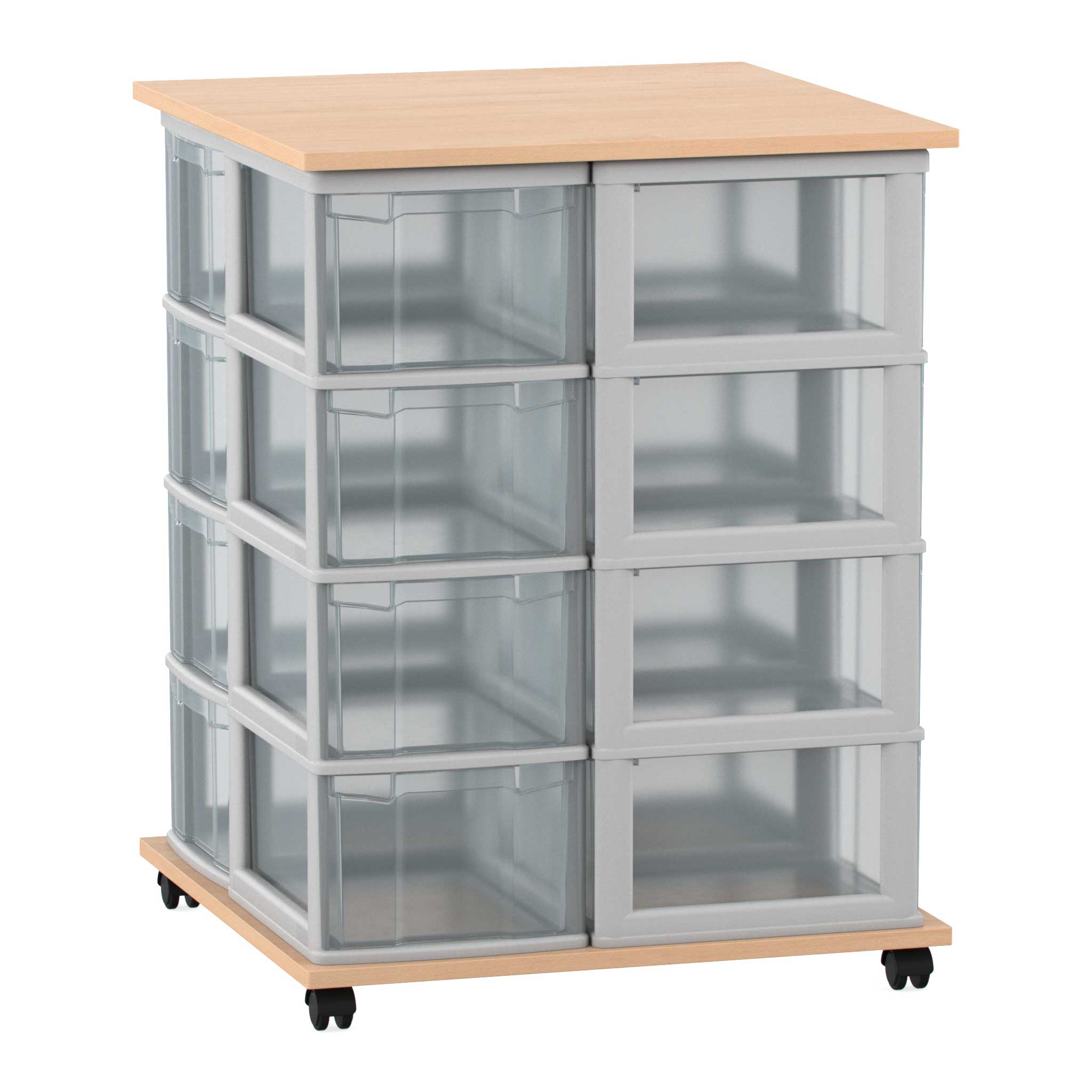 Flexeo® Container-System mit Ablage und 16 hohen Boxen