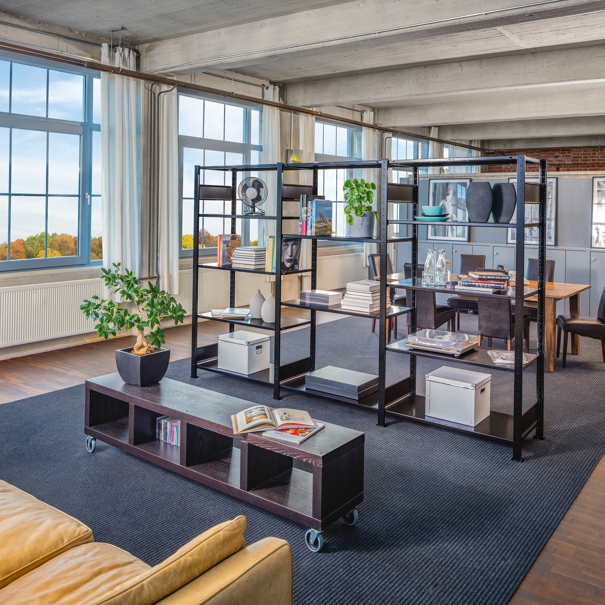 Raumteiler-Komplett-Set, schwarz