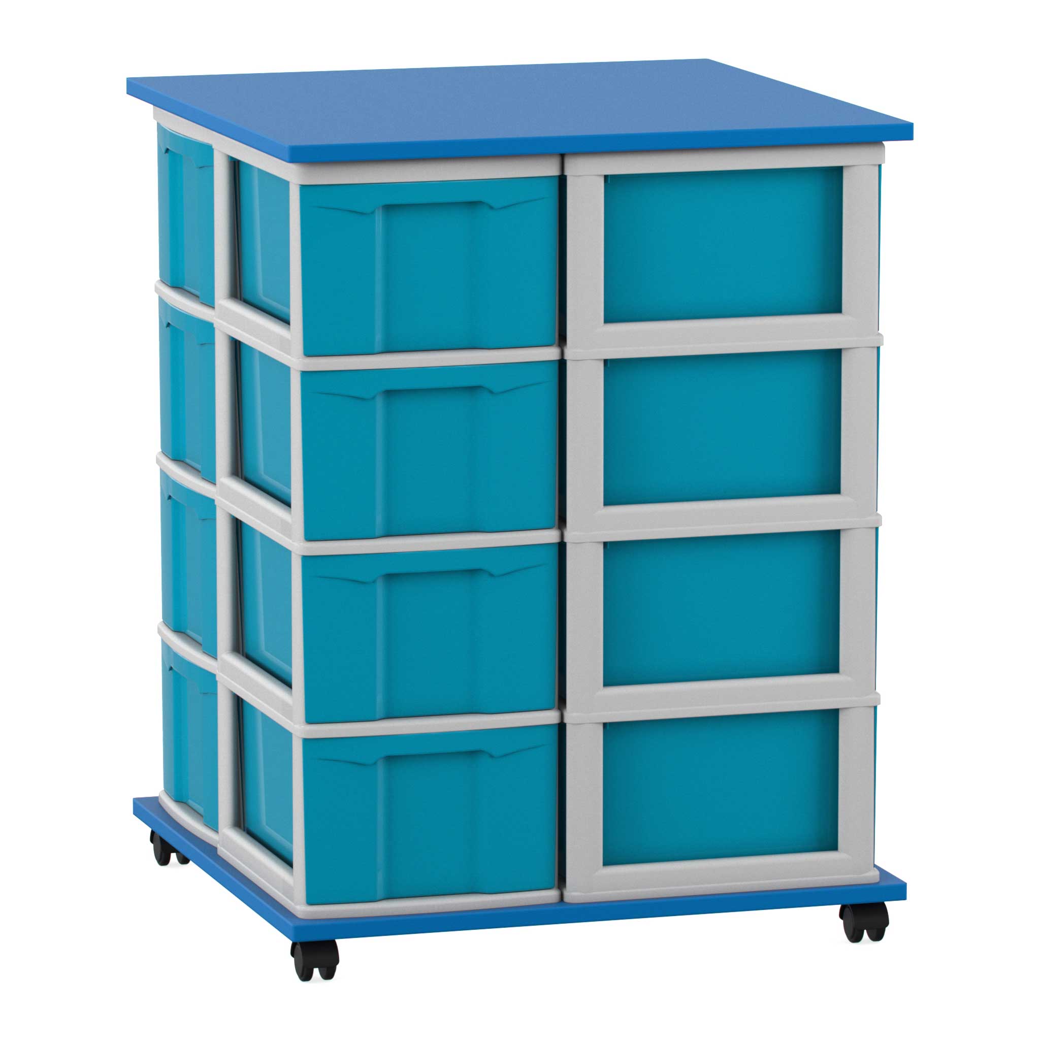 Flexeo® Container-System mit Ablage und 16 hohen Boxen